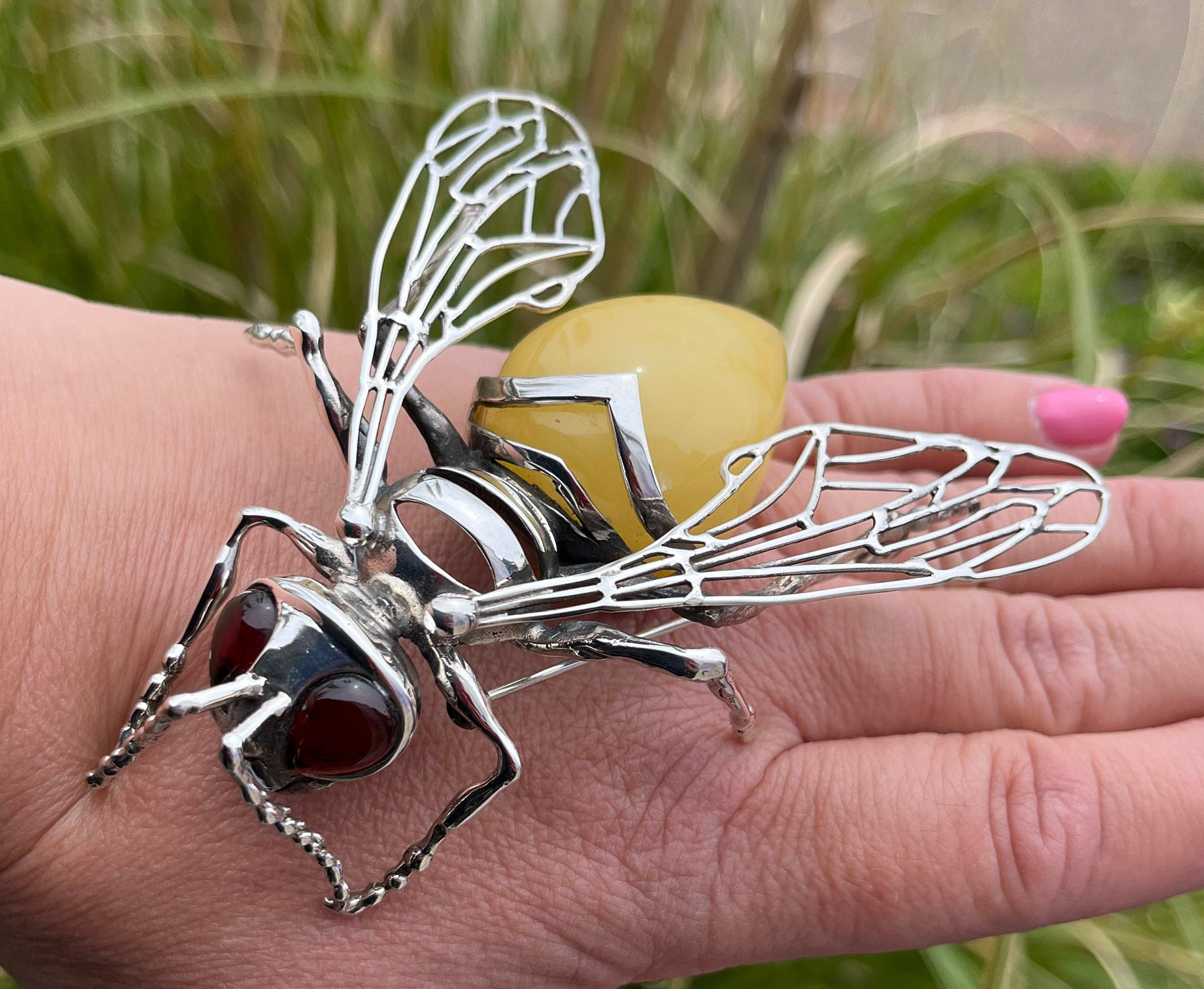 Genuine Baltic Amber & Sterling Silver Fly - Etsy