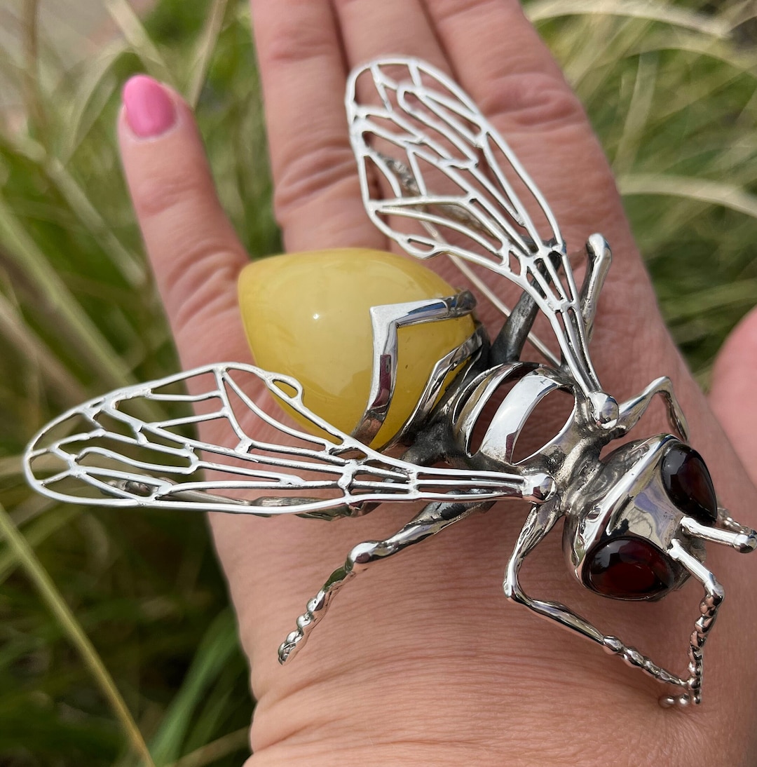 Genuine Baltic Amber & Sterling Silver Fly - Etsy