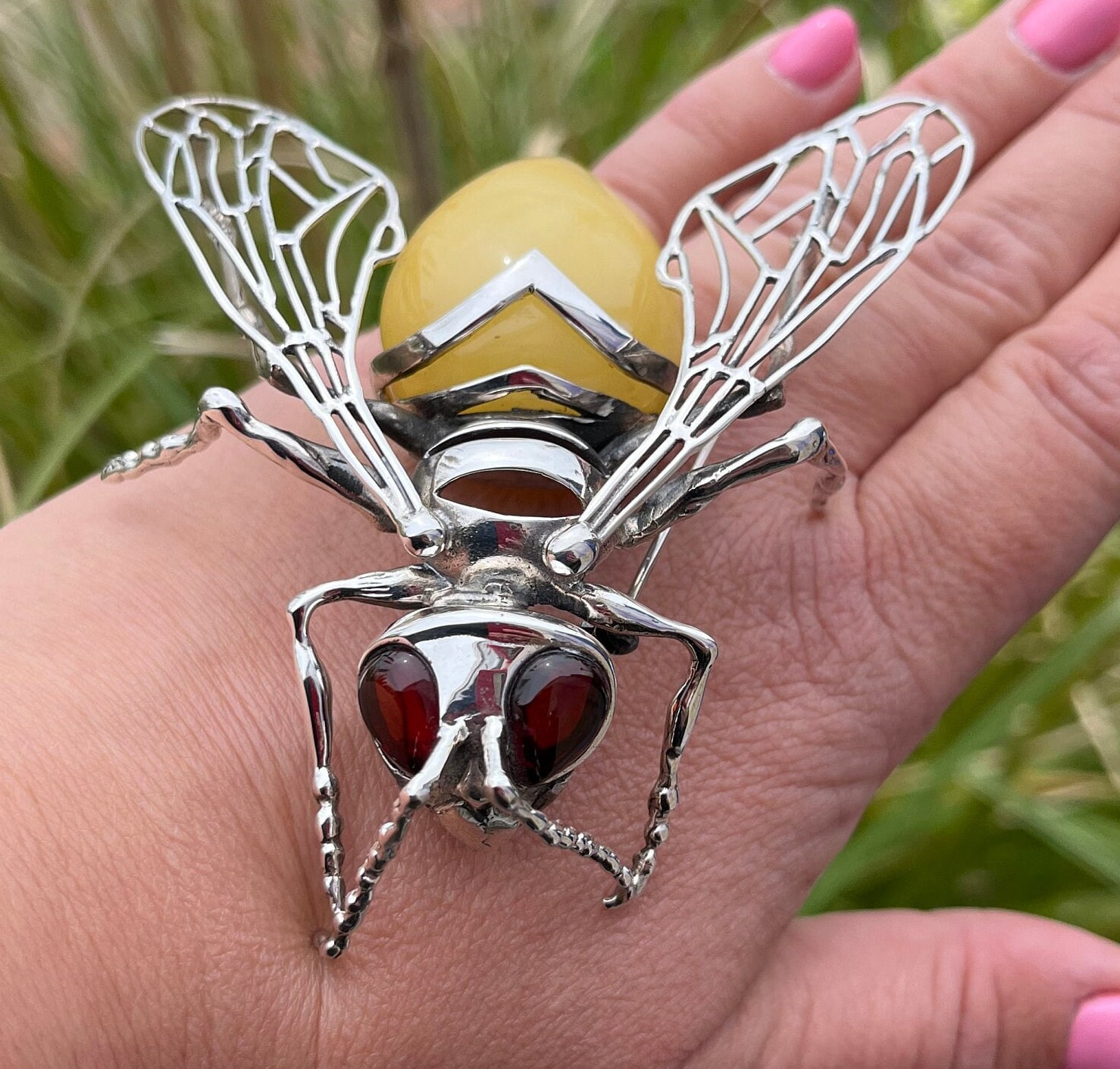Genuine Baltic Amber & Sterling Silver Fly - Etsy