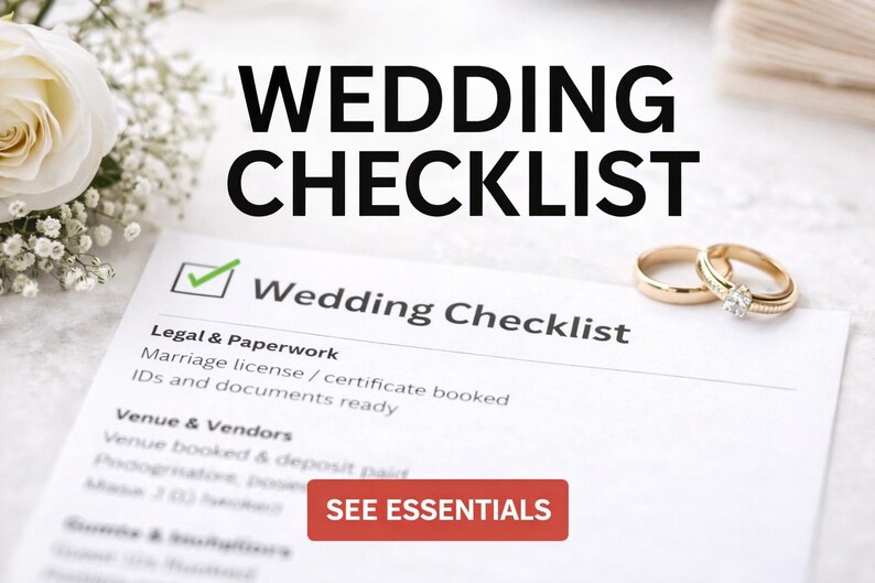 Stress Free Wedding Checklist One Page Printable Minimal Planning - Etsy