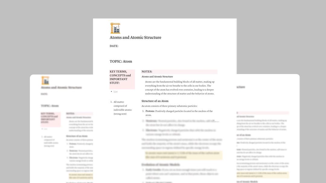 Chemistry Cornell Style Notes 13 Pages : Atoms and Atomic Structure ...