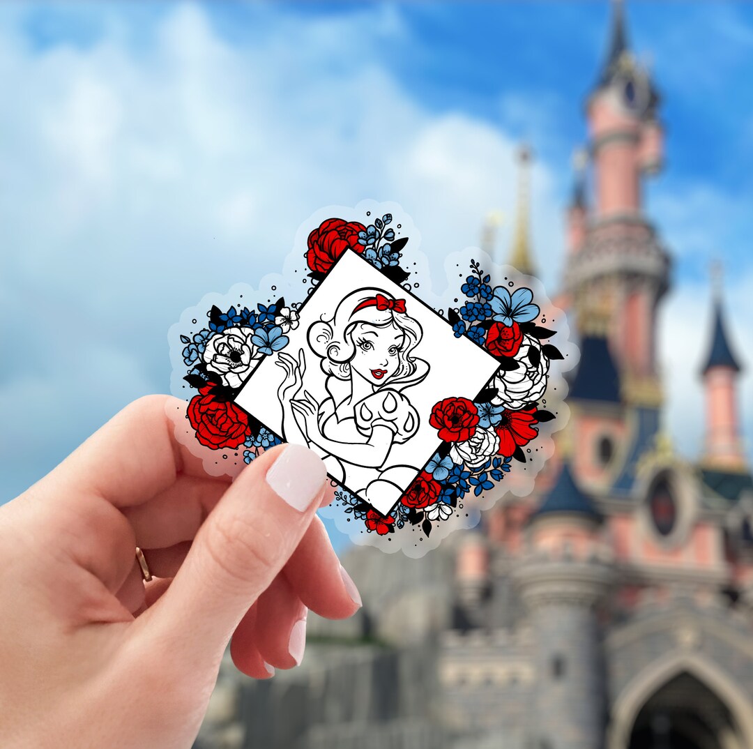Snow White Floral Frame Sticker - Etsy