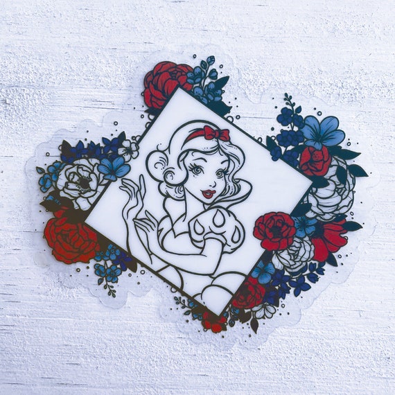Snow White Floral Frame Sticker - Etsy
