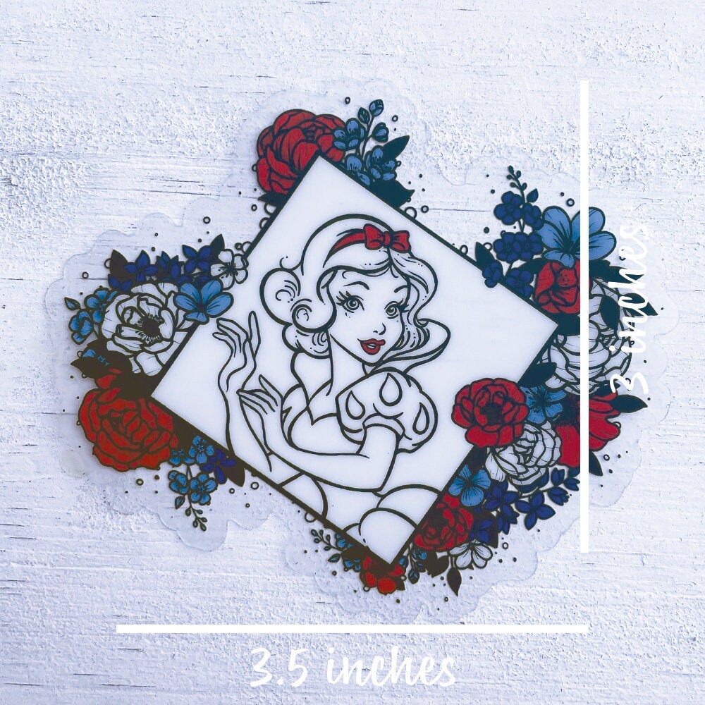 Snow White Floral Frame Sticker - Etsy