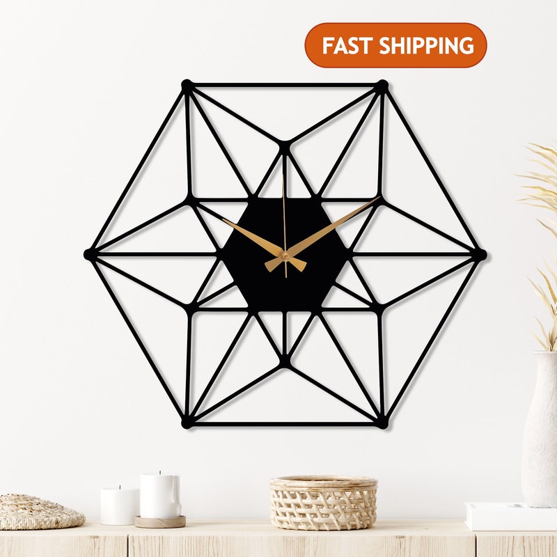 Hexagon Clock - Etsy New Zealand