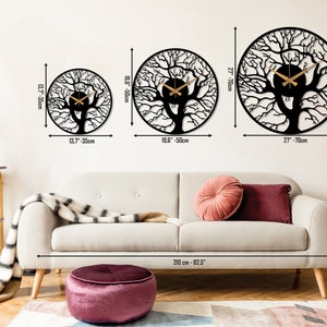 Tree Large Metal Wall Clock, Tree of Life Wall Clock, Nature Home Decor ...