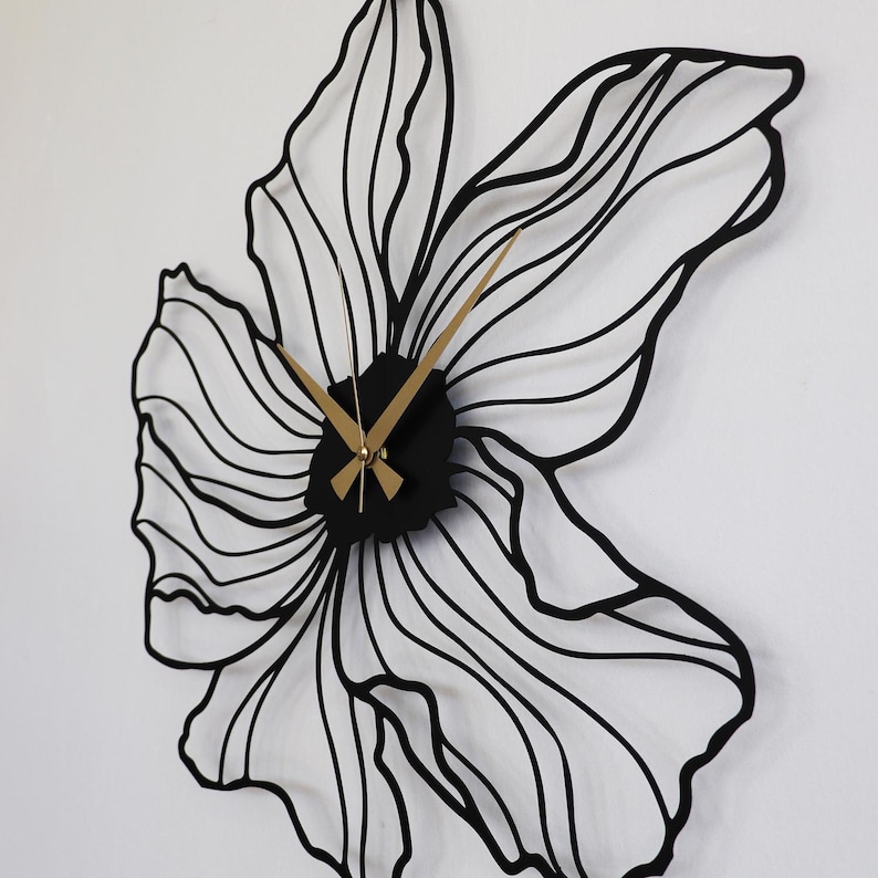 Ginkgo Flower Metal Wall Clock, Ginkgo Leaves Clock, Floral Design Wall ...