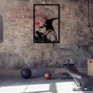Banksy Flower Thrower Metal Wall Decor, Street Graffiti Wall Hangings ...