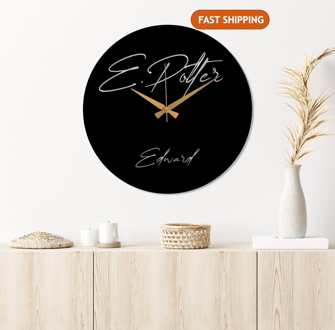 Personalized Metal Wall Clock, Family Name Sign Art, Custom Signature ...