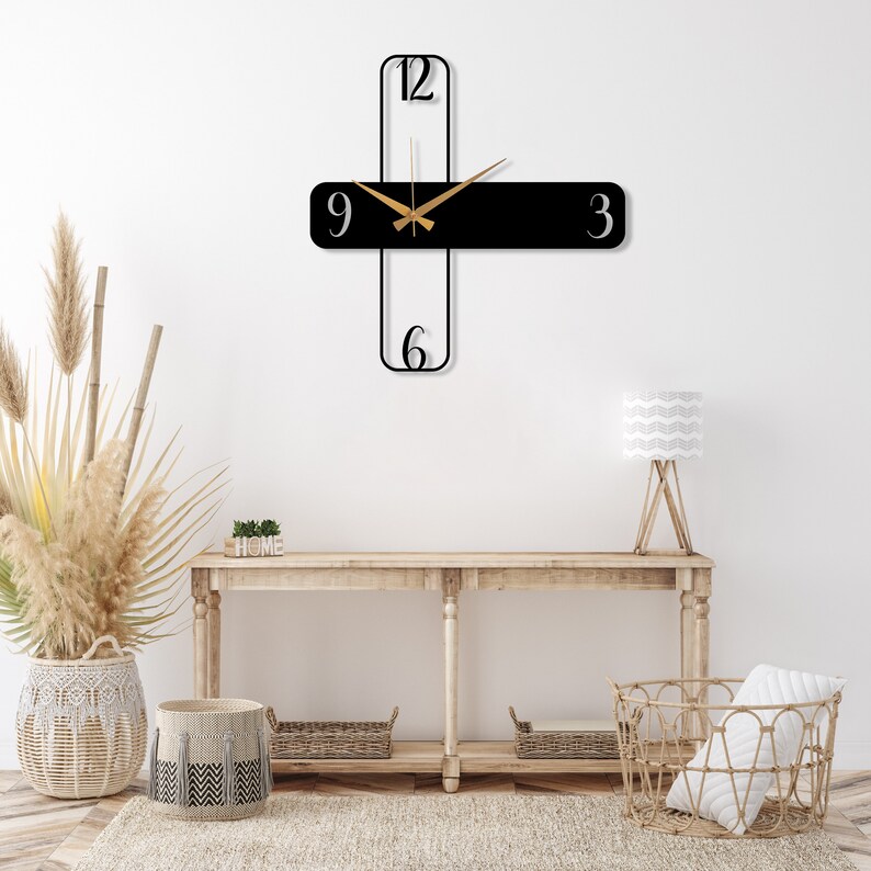 Black Modern Wall Clock Minimalist Metal Wall Clock Unique - Etsy