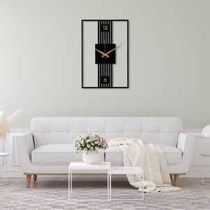 Black Rectangle Metal Wall Clock, Modern Large Wall Clock, Oversize ...