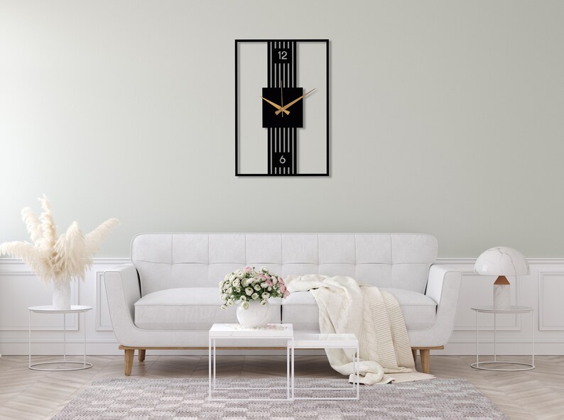 Black Rectangle Metal Wall Clock Modern Large Wall Clock - Etsy
