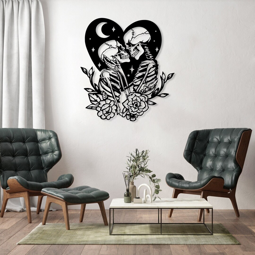 Couple Skeleton Metal Couple Art, Couple Gift Decor, Skeleton Lovers ...