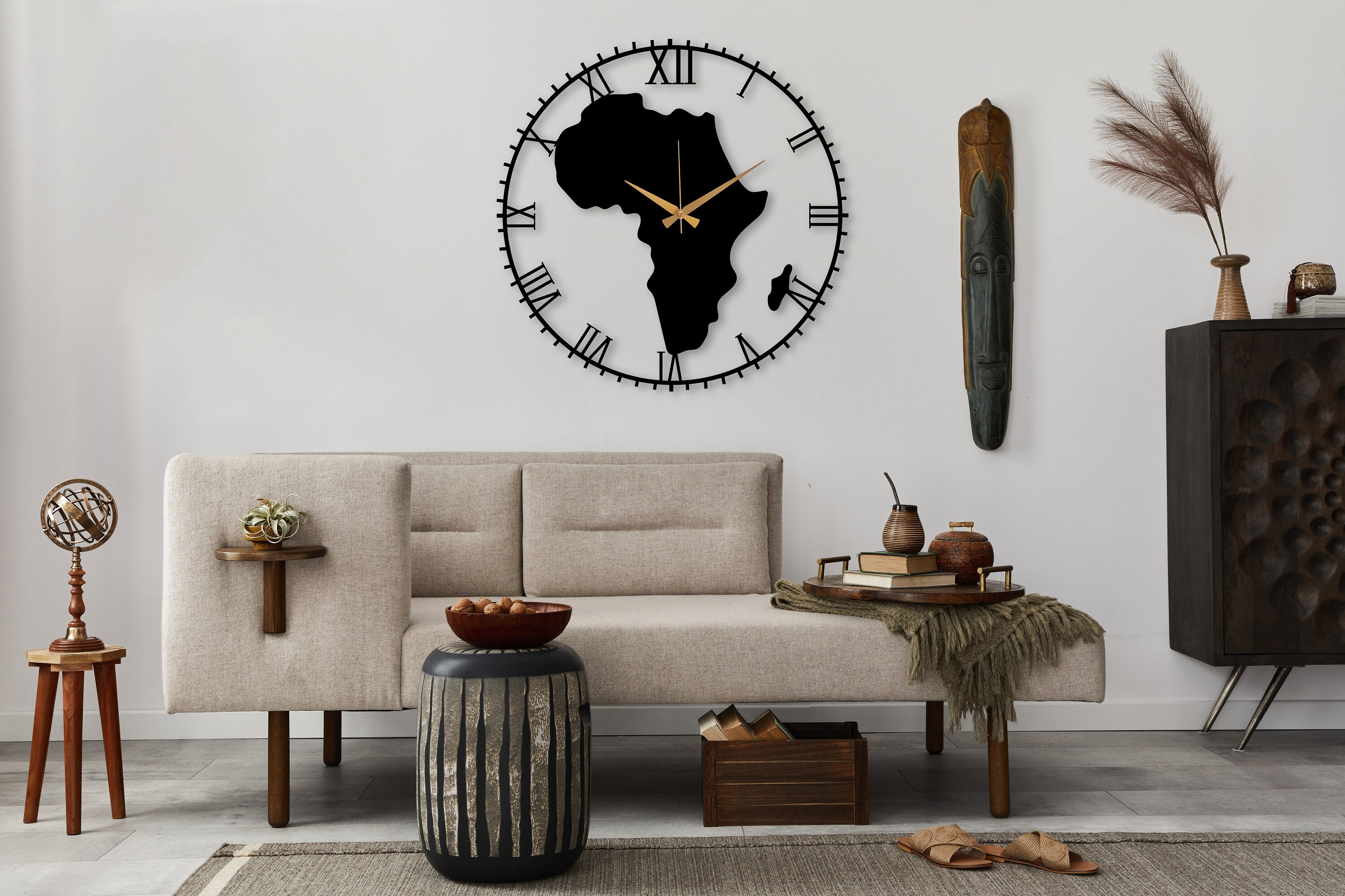 Black Africa Map Clock Africa Metal Wall Clock Livingroom - Etsy UK