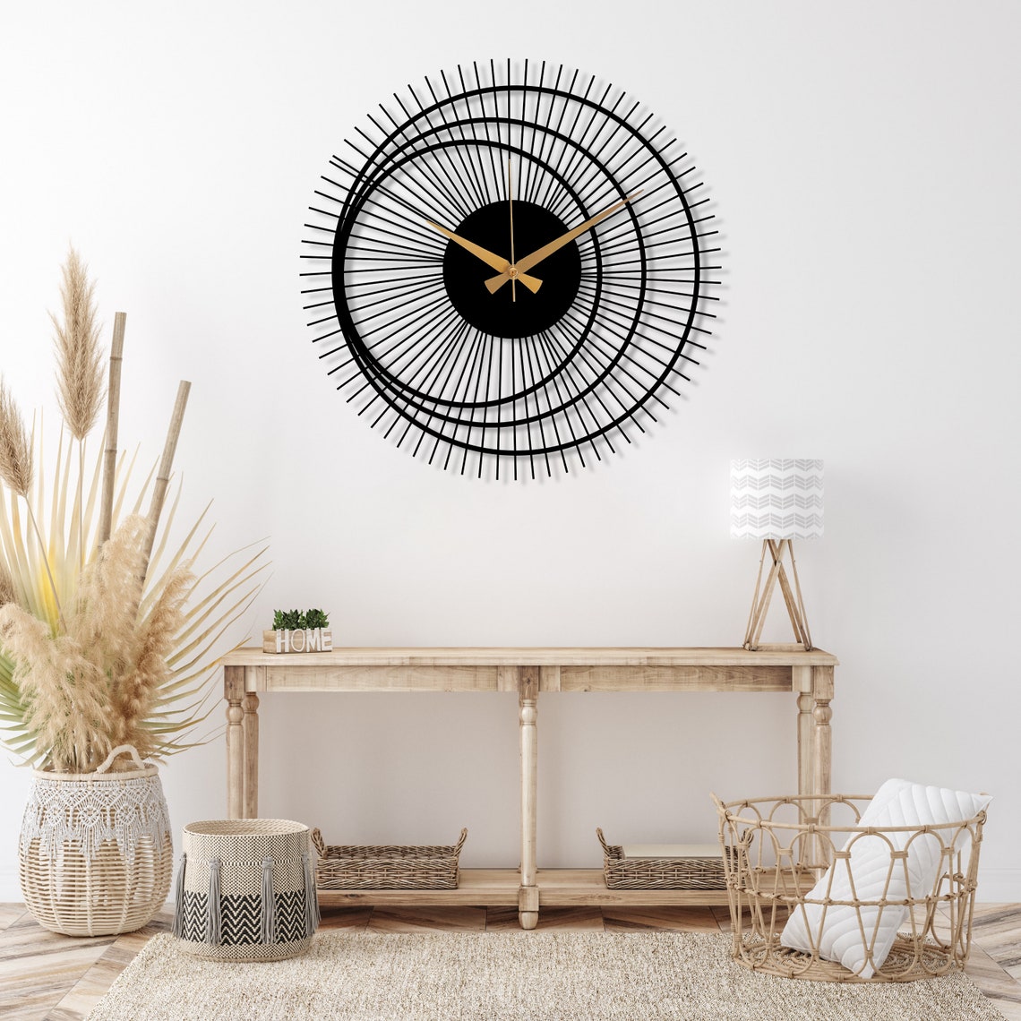 Black Minimalist Large Wall Clock Modern Design Wall Clock - Etsy