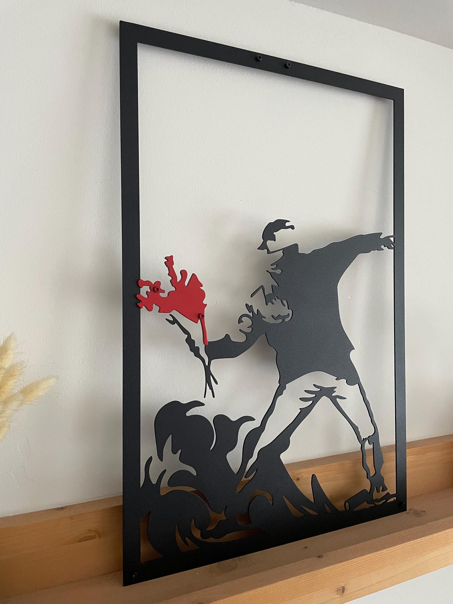 Banksy Flower Thrower Metal Wall Decor, Street Graffiti Wall Hangings ...