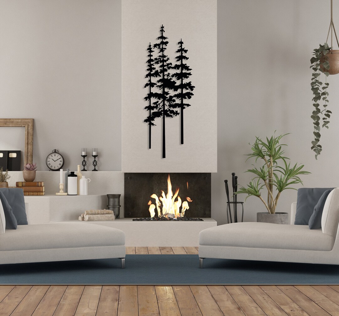 A Family of Pines Trees Metal Wall Art, Extra Large Tree Decor, Outdoor ...