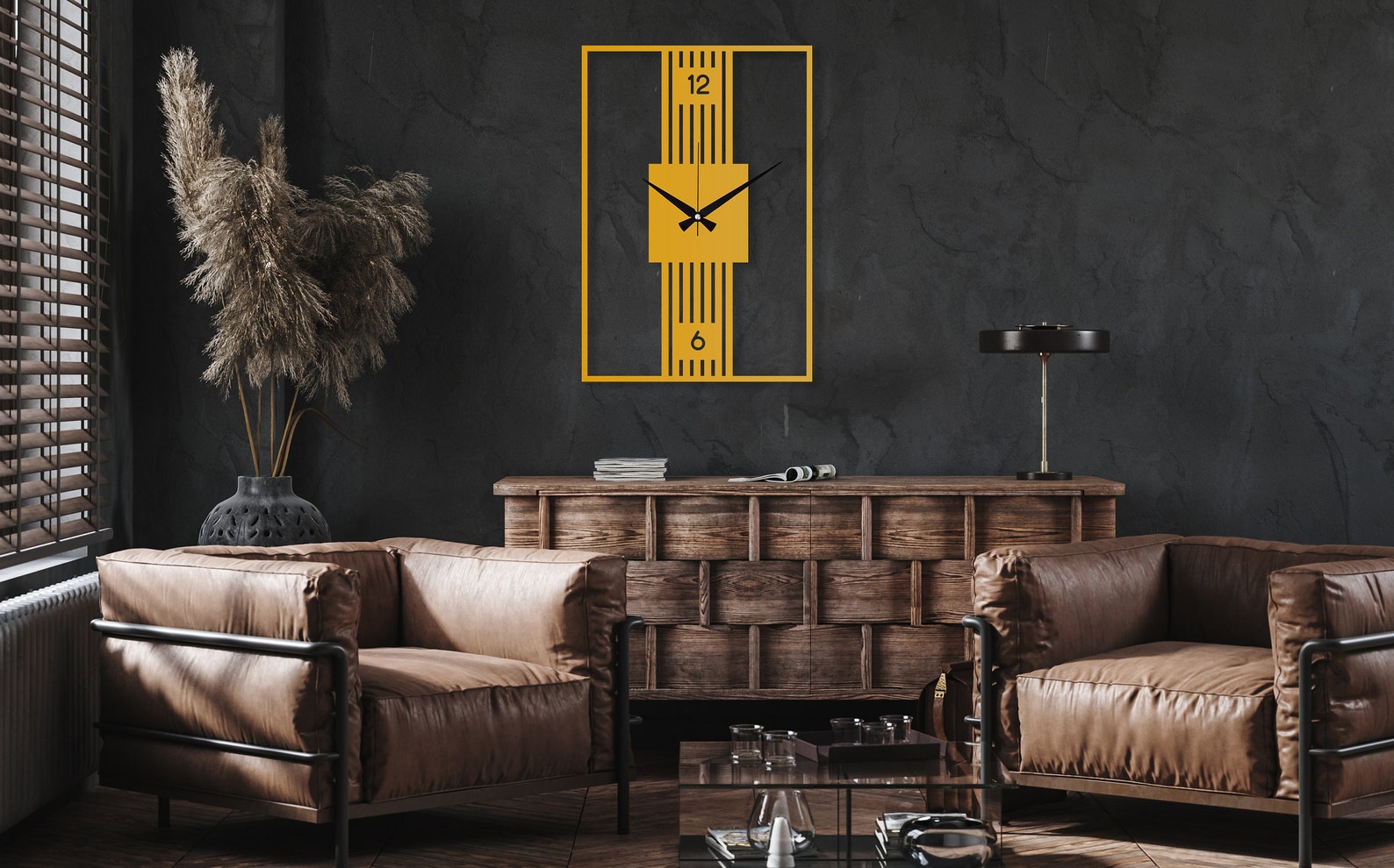 Black Rectangle Metal Wall Clock Modern Large Wall Clock - Etsy