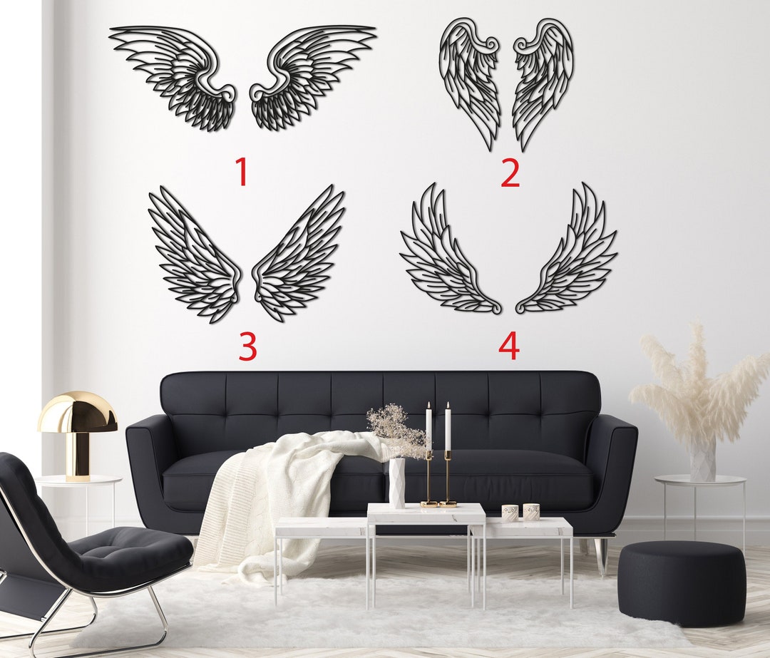Custom Angel Wings Metal Wall Art Set of 2, Large Angel Wings Wall ...