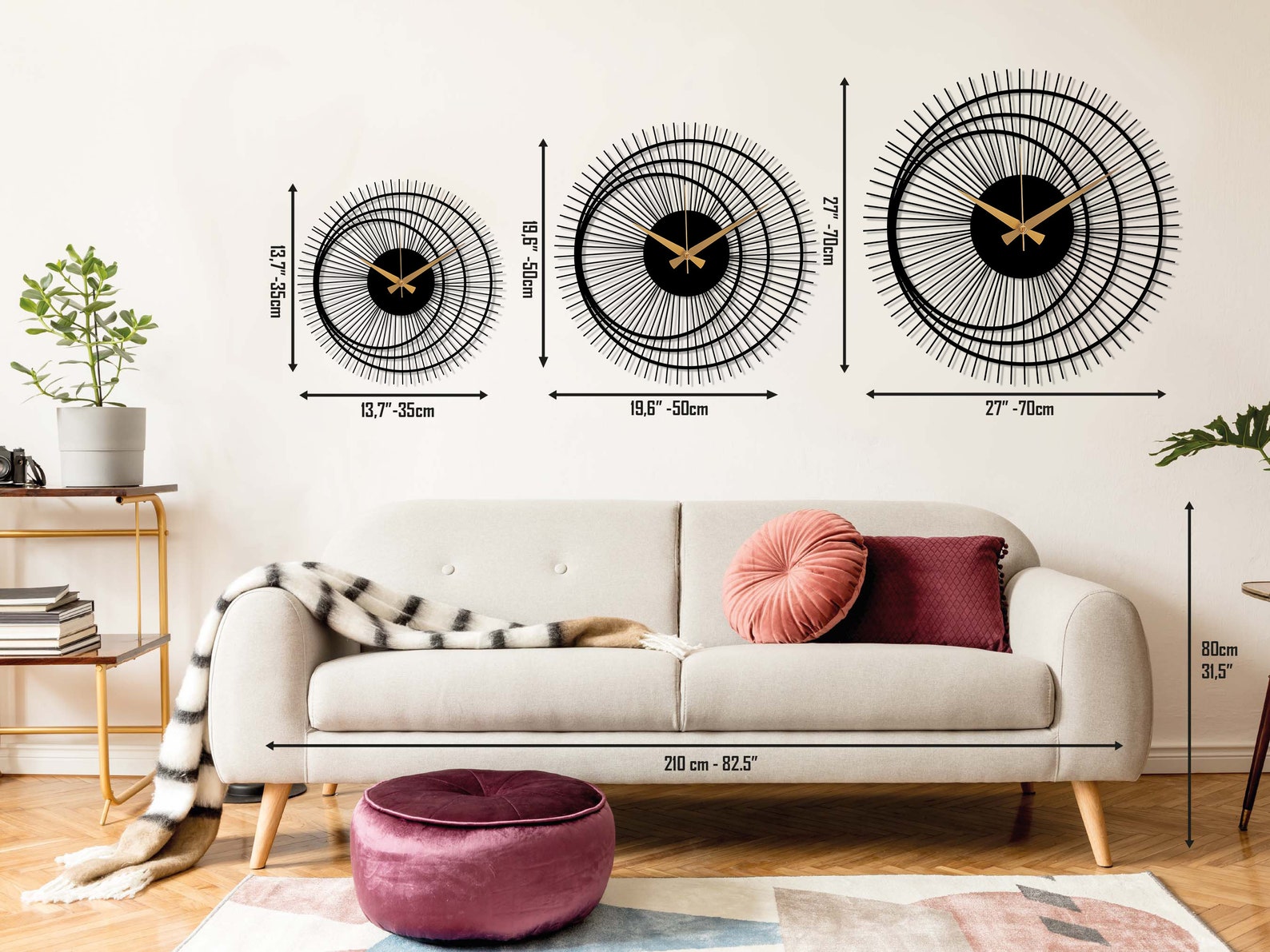 Black Minimalist Large Wall Clock Modern Design Wall Clock - Etsy