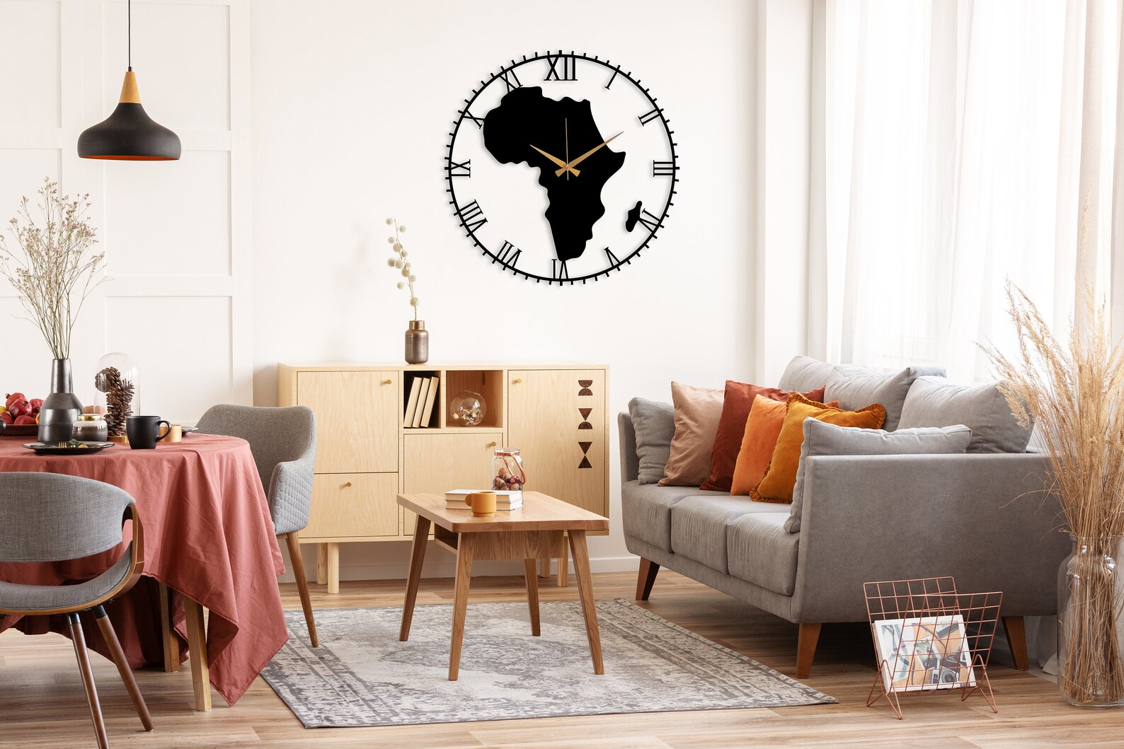Black Africa Map Clock Africa Metal Wall Clock Livingroom - Etsy