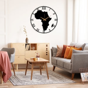 Black Africa Map Clock, Africa Metal Wall Clock, Livingroom Metal Wall ...