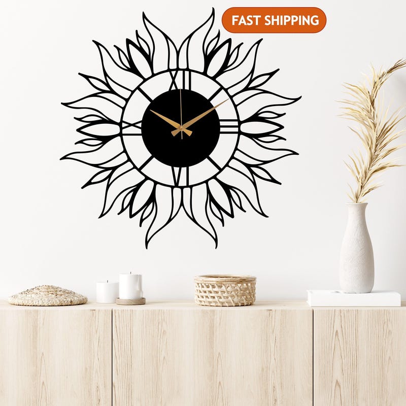 Sun Wall Clock - Etsy