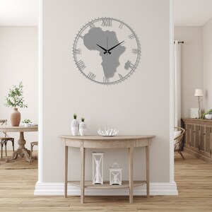 Black Africa Map Clock, Africa Metal Wall Clock, Livingroom Metal Wall ...