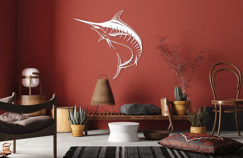 Swordfish Metal Wall Art, Fish Metal Wall Decor, Beach House Decor ...