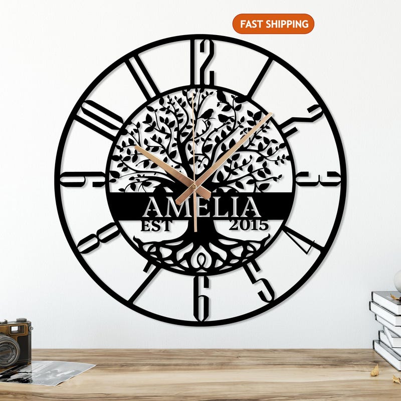 Family Tree Clock Metal - Etsy