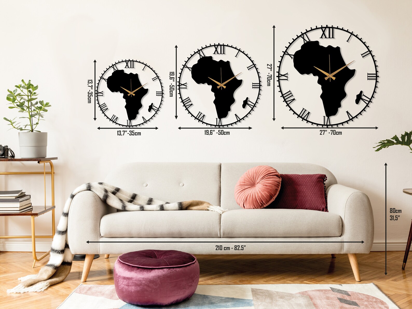 Black Africa Map Clock Africa Metal Wall Clock Livingroom - Etsy