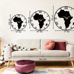Black Africa Map Clock, Africa Metal Wall Clock, Livingroom Metal Wall ...