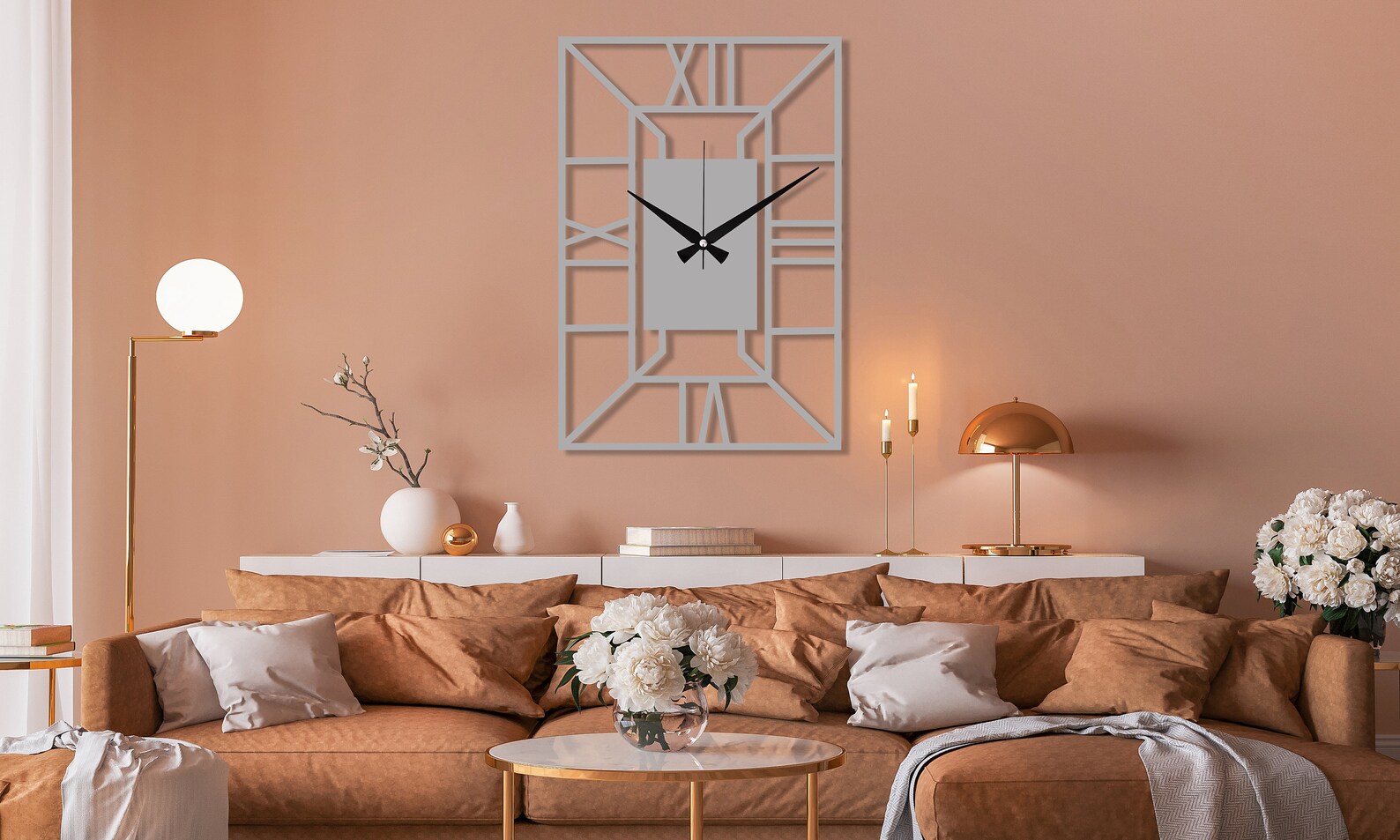 Rectangle Silent Metal Wall Clock Modern Minimalist Unique - Etsy