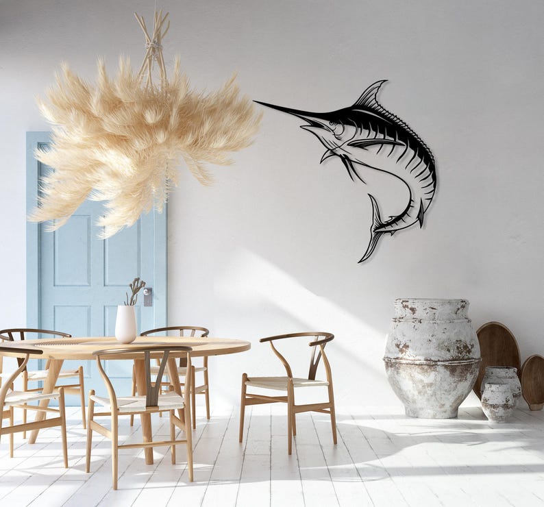 Swordfish Metal Wall Art, Fish Metal Wall Decor, Beach House Decor ...