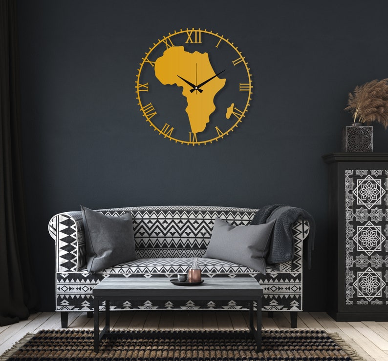 Black Africa Map Clock Africa Metal Wall Clock Livingroom - Etsy