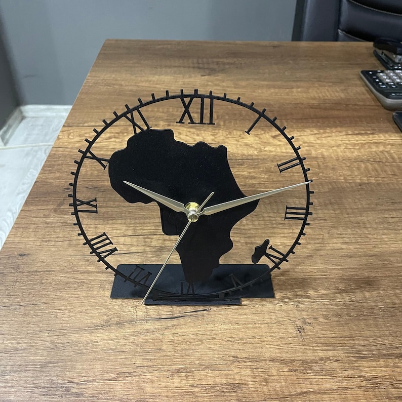 Metal Africa Map Tabletop Clock, Black 3D Table Clock,africa Home Decor ...