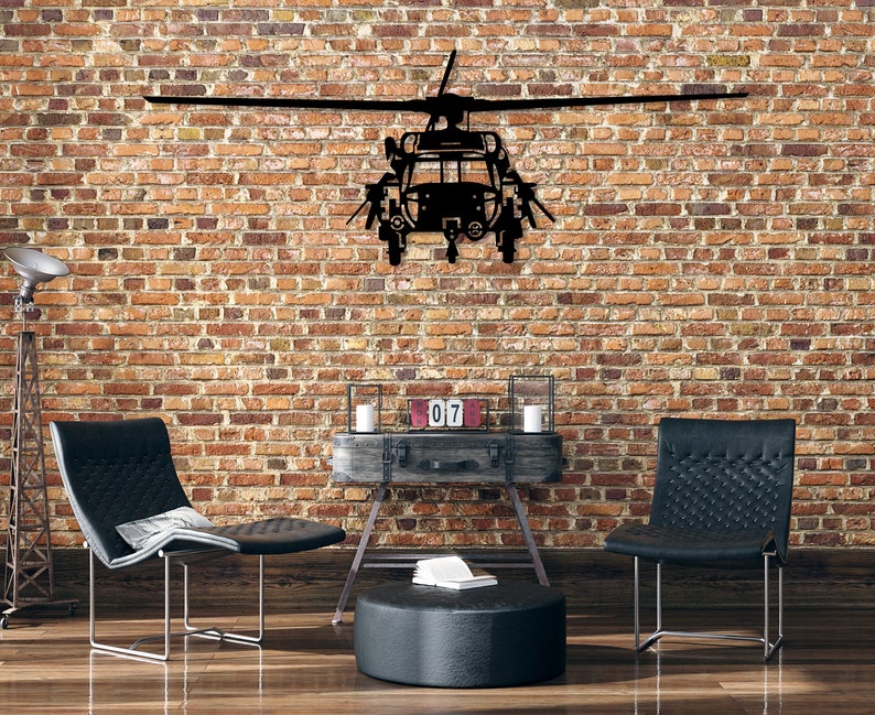 Helicopter Metal Wall Art Military Home Decor Aviation Boys - Etsy