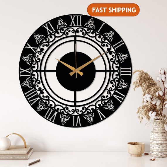 Black Rustic Metal Wall Clock Retro Wall Clock Livingroom | Etsy