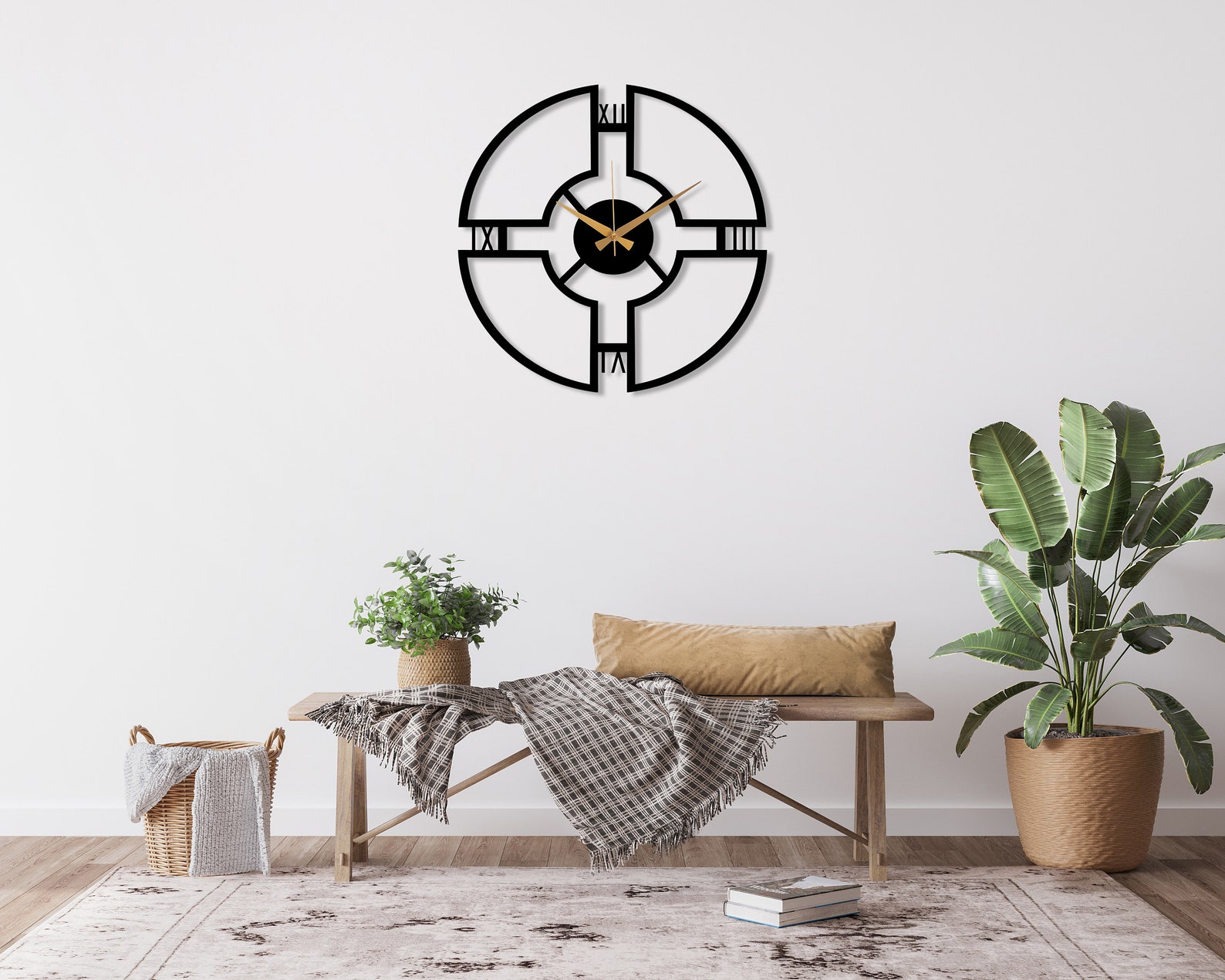 Modern Black Metal Wall Clock Large Livingroom Wall Clock - Etsy