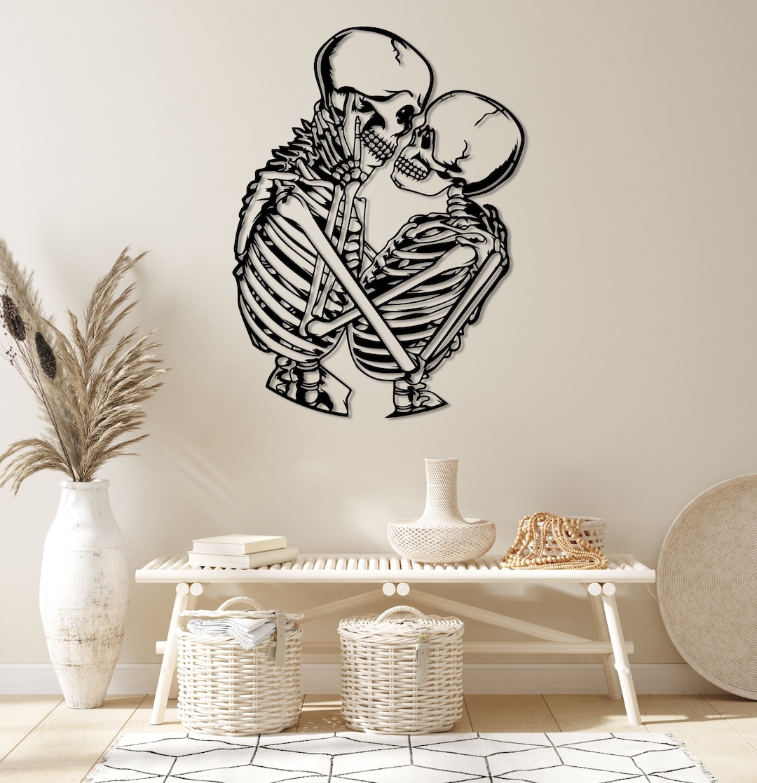 Couple Skeleton Metal Wall Art, Skeleton Lovers Wall Decor, Soulmate ...