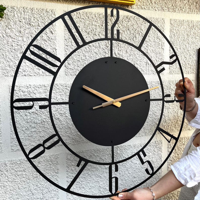 Latin Numerals Metal Wall Clock, Office Clock Gift, Large Wall Clock ...