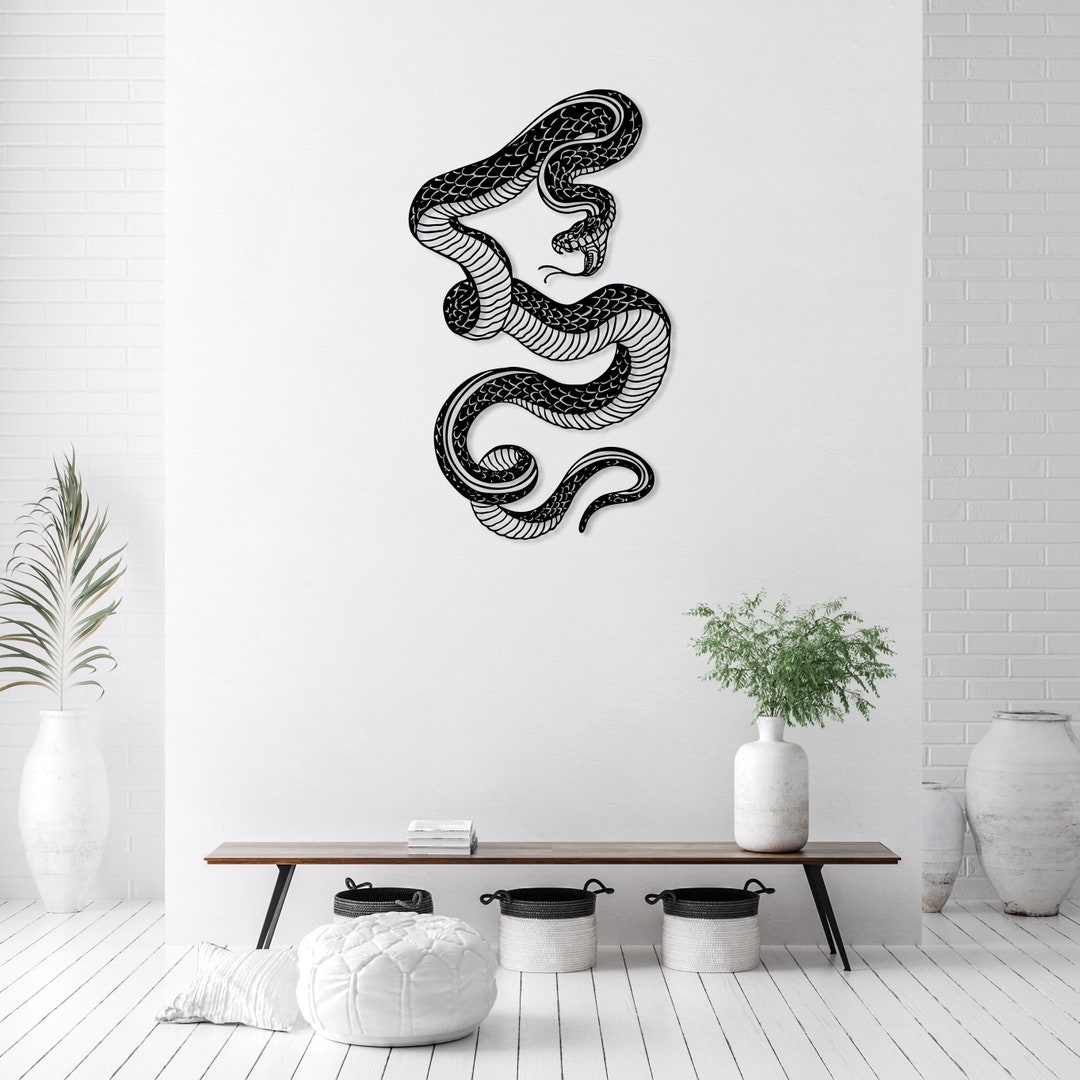 Snake Metal Wall Art, Animal Wall Decor, Wildlife Decor, Large Snake ...