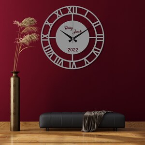 Custom Metal Wall Clock, Family Name Wall Clock, Personalized Big Wall ...