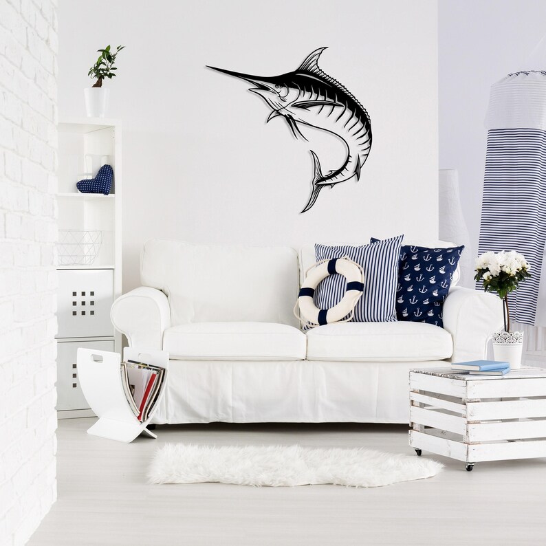 Swordfish Metal Wall Art, Fish Metal Wall Decor, Beach House Decor ...