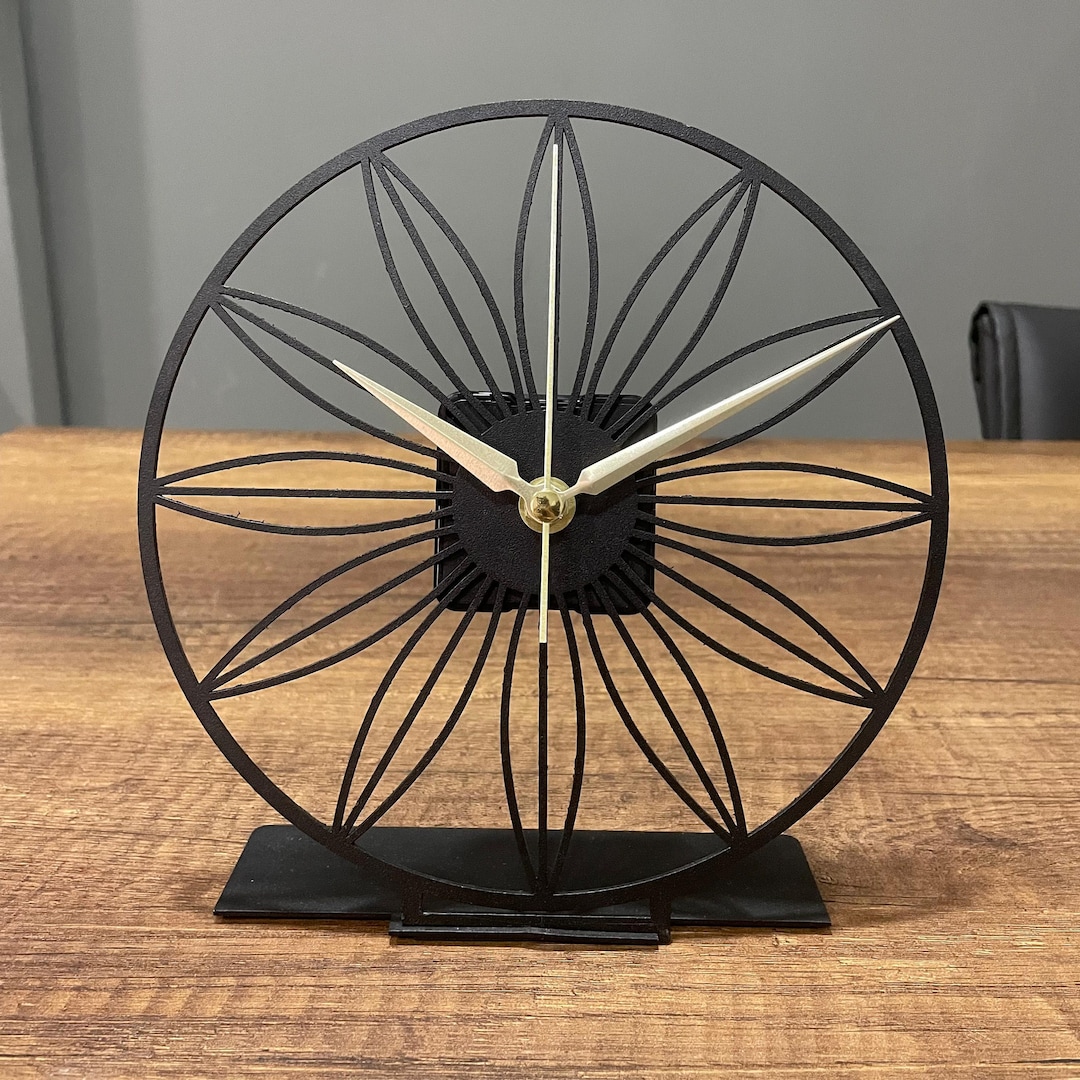 Office Tabletop Clock, Flower Design Desktop Clock, Home Office Gift ...