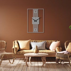 Black Rectangle Metal Wall Clock, Modern Large Wall Clock, Oversize ...