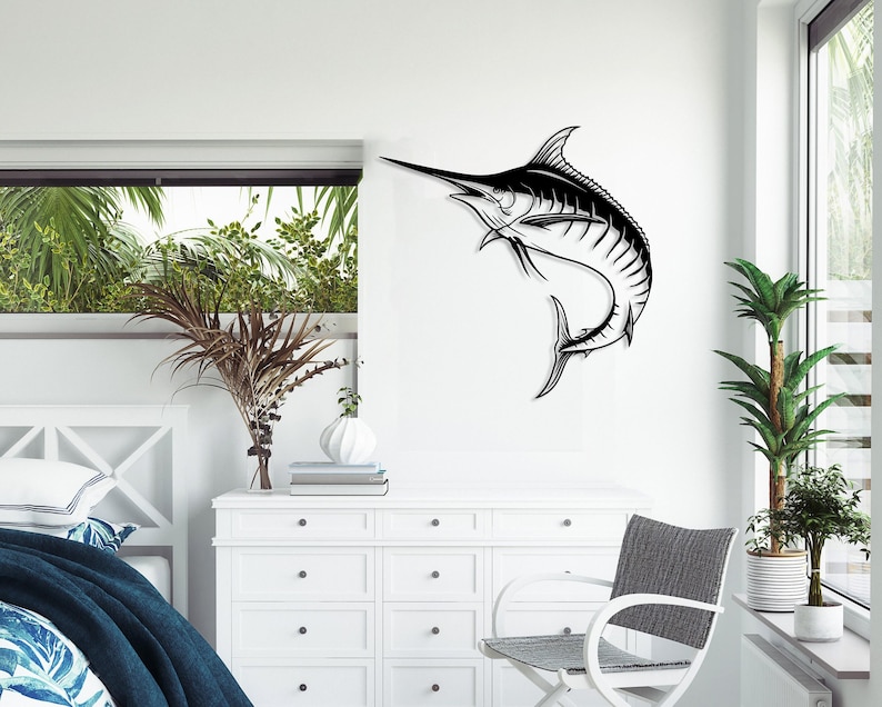 Swordfish Metal Wall Art, Fish Metal Wall Decor, Beach House Decor ...