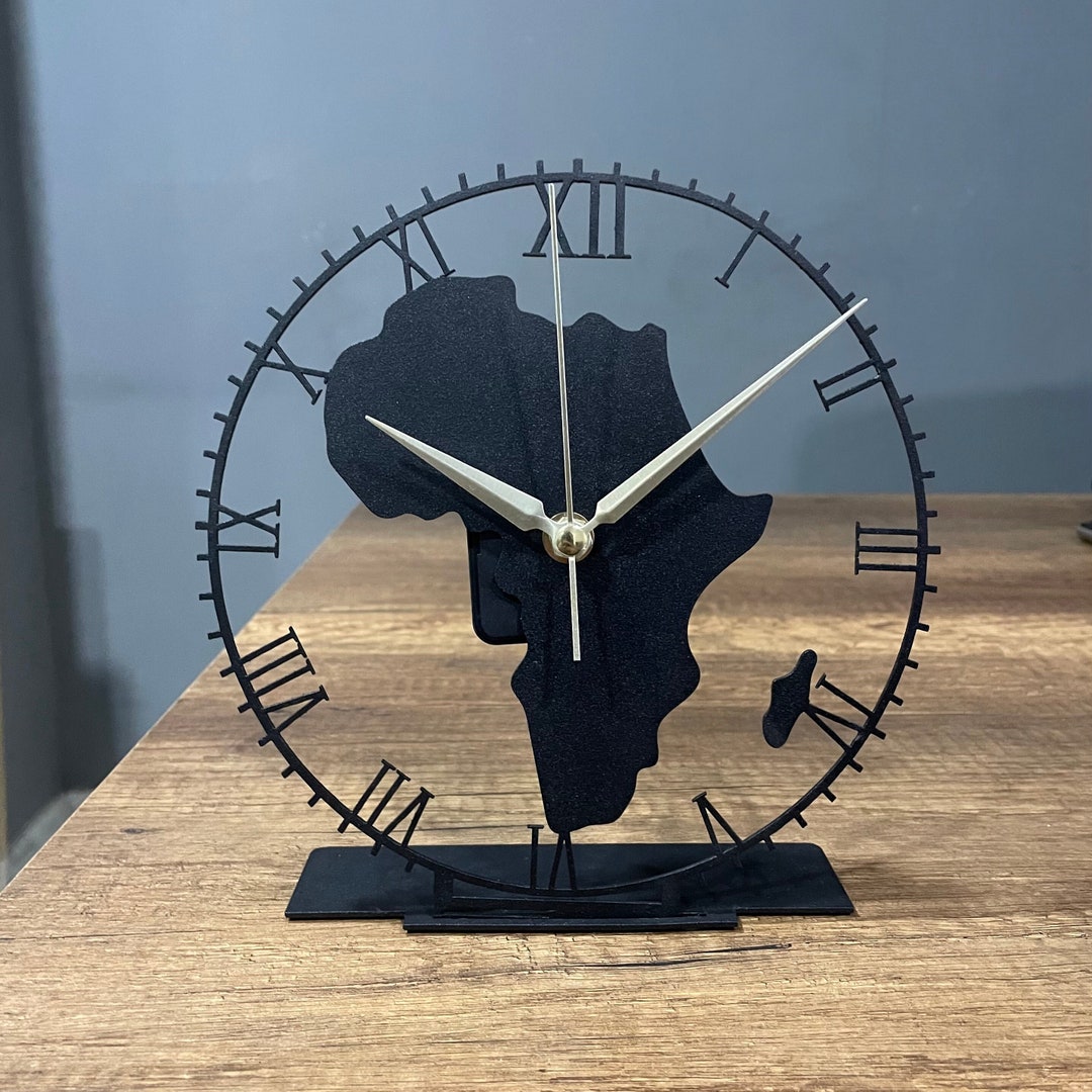 Metal Africa Map Tabletop Clock, Black 3D Table Clock,africa Home Decor ...