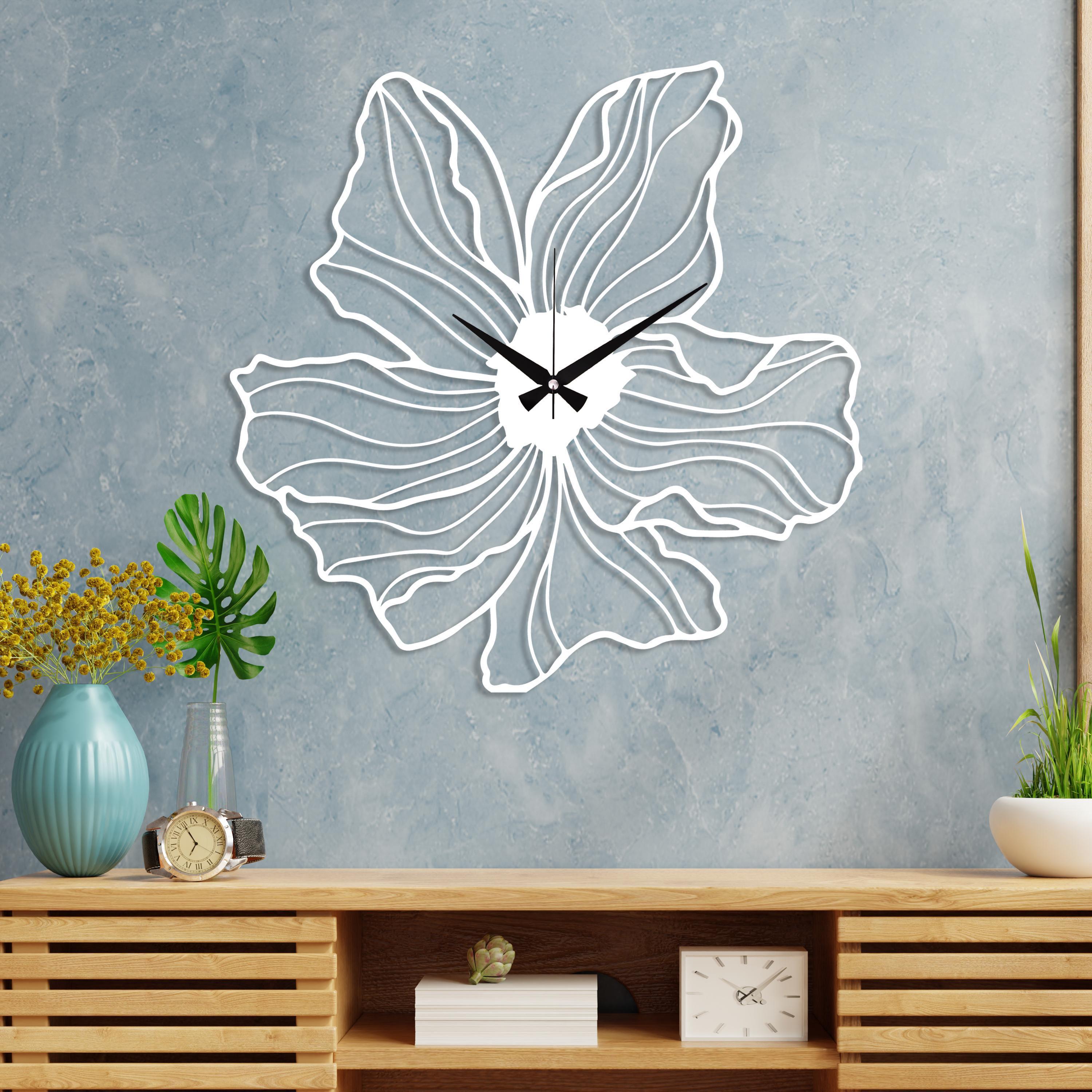Ginkgo Flower Metal Wall Clock, Ginkgo Leaves Clock, Floral Design Wall ...