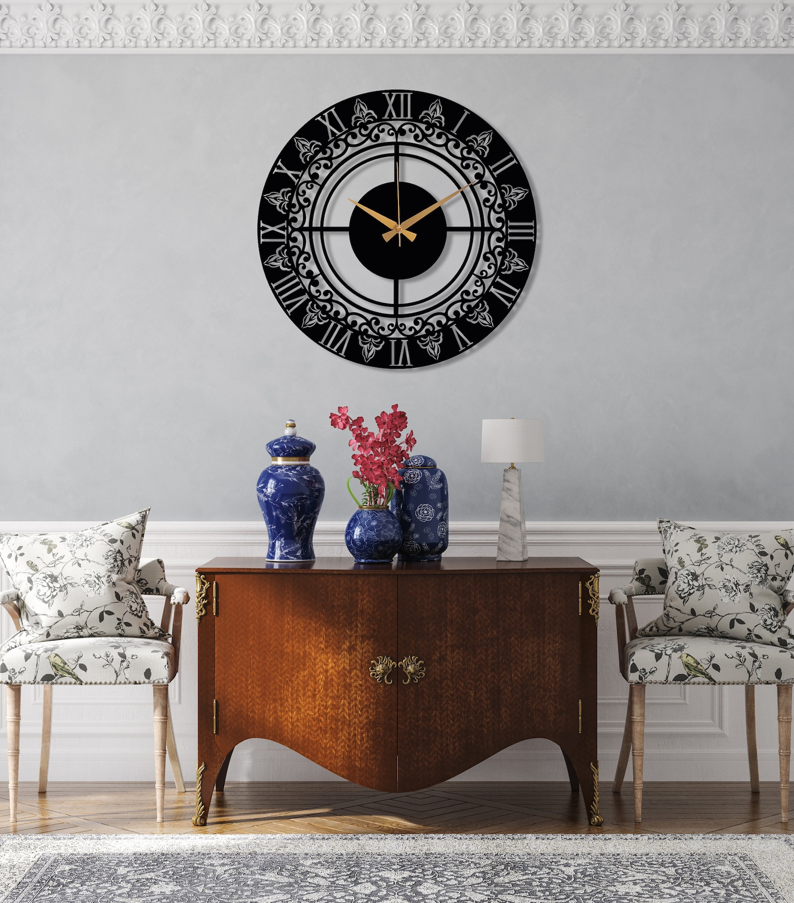 Black Rustic Metal Wall Clock Retro Wall Clock Livingroom - Etsy